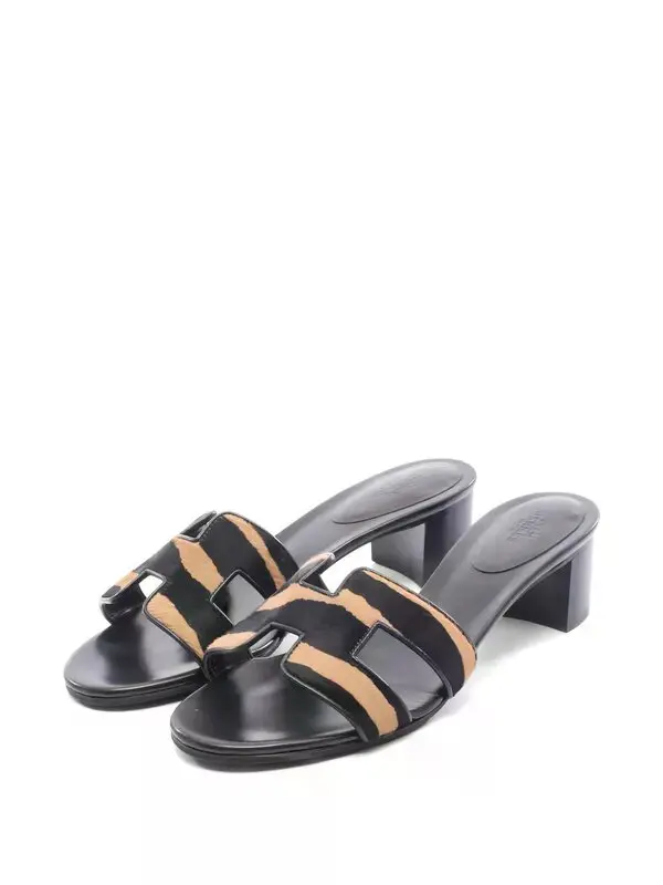 Hermès 2010s Oasis Leather Sandals - Black