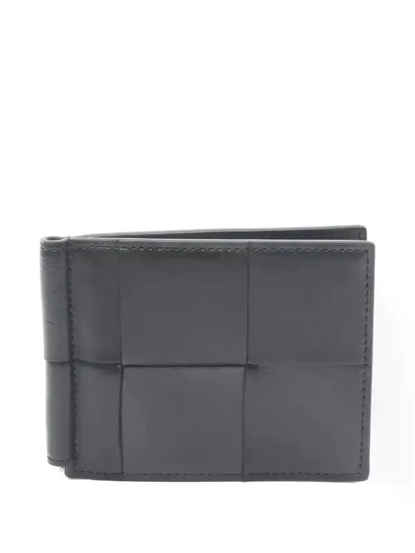 Bottega Veneta 20s Cassette Intrecciato Leather Wallet - Black