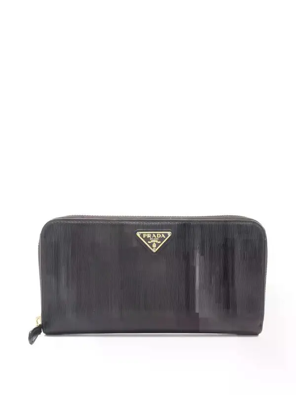 Prada 00s Zipper Leather Wallet - Black