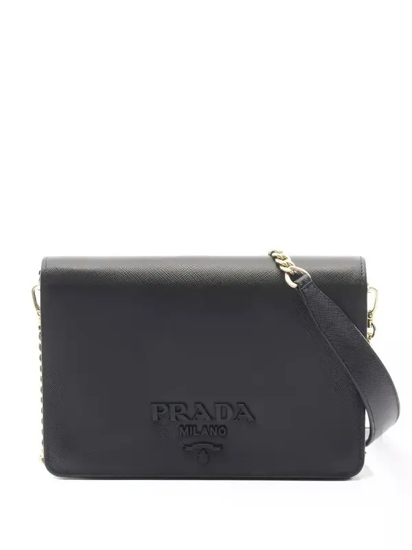 Prada 1990s Chain Leather Wallet - Black