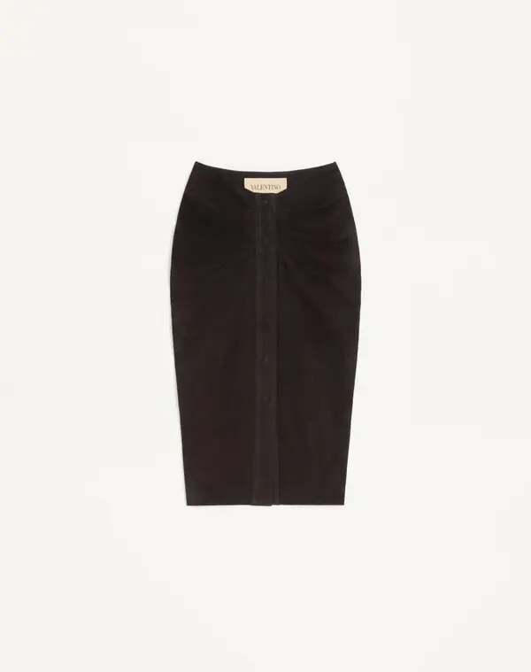 Valentino Garavani Suede Skirt With Buttons - Black