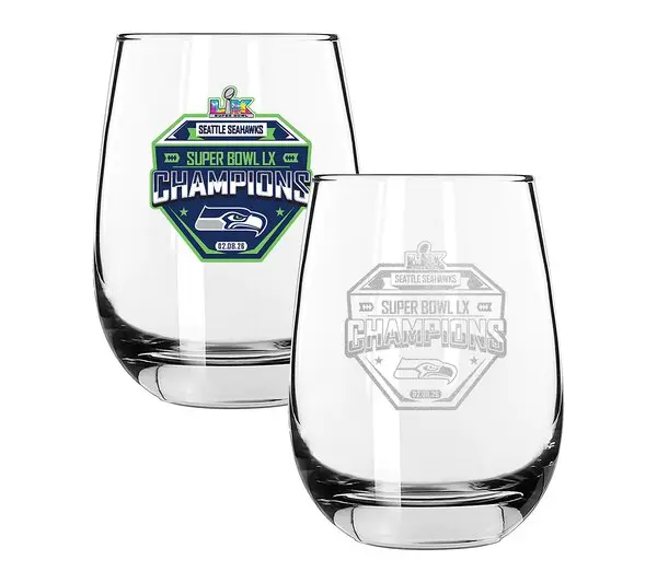 THE MEMORY COMPANY Memory Company Super Bowl Champions 2pk Wine Gl Ass Seahawks - One-color