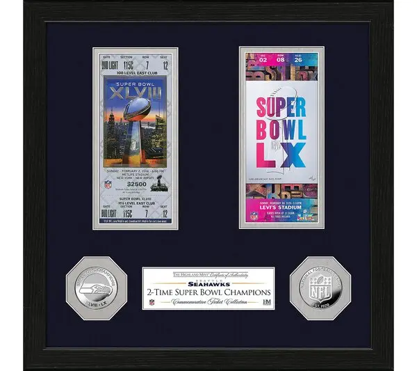 HIGHLAND MINT Seahawks Two Time Super Bowl Cham Ps Frame - One-color