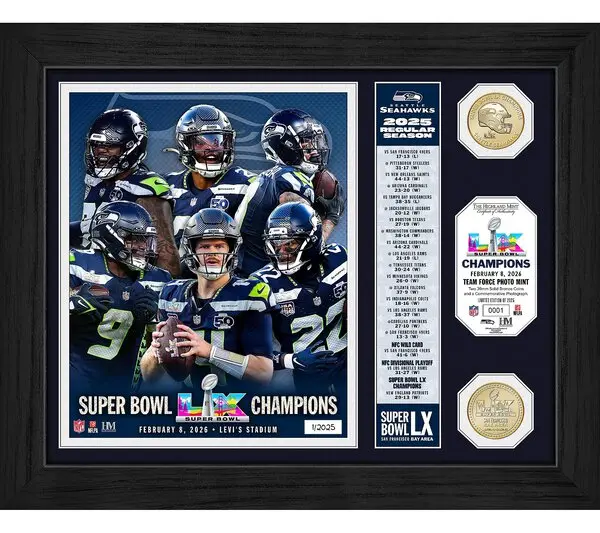 HIGHLAND MINT Seahawks Super Bowl Lx Champs Tea M Force Frame - One-color