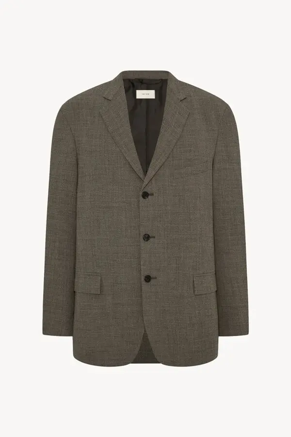 THE ROW Poe Jacket In Wool - Basalt Beach