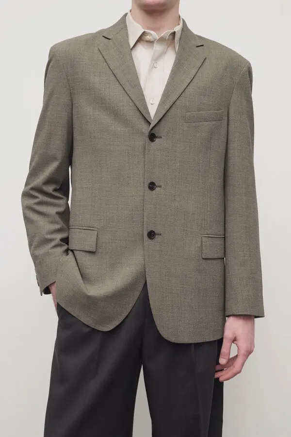 THE ROW Poe Jacket In Wool - Basalt Beach