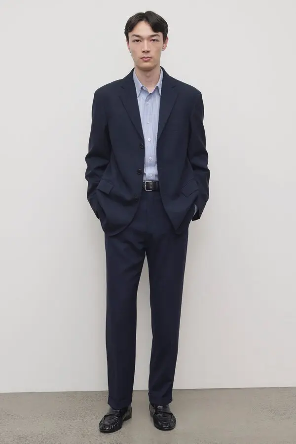 THE ROW Seth Virgin Wool Pant - Navy