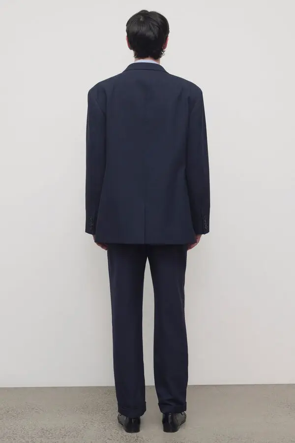 THE ROW Seth Virgin Wool Pant - Navy