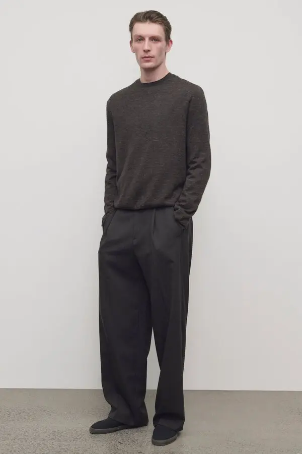 THE ROW Thom Wool Pants - Dark Brown
