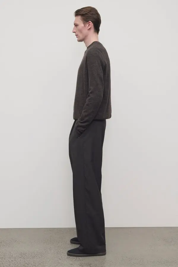 THE ROW Thom Wool Pants - Dark Brown