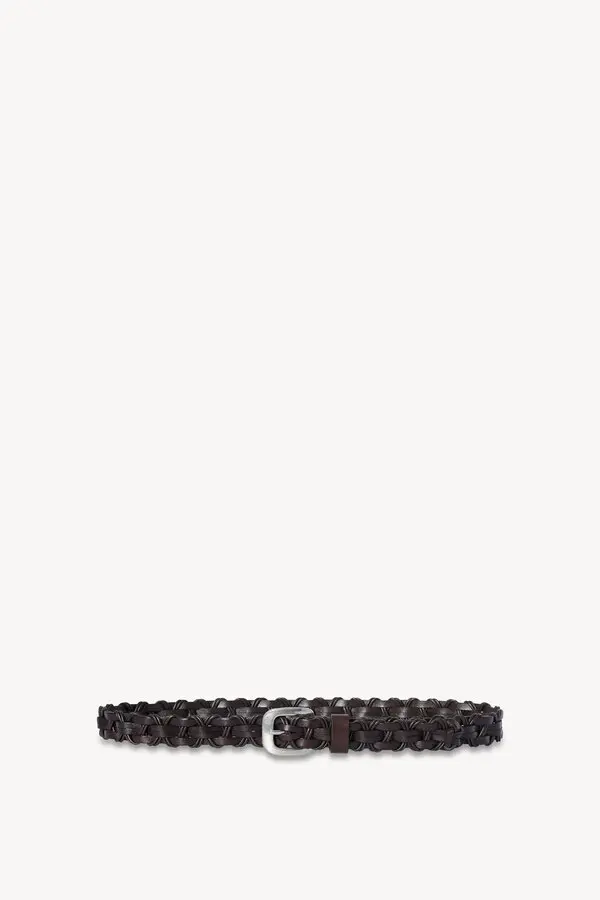 THE ROW Braided Leather Belt - Dark Brown