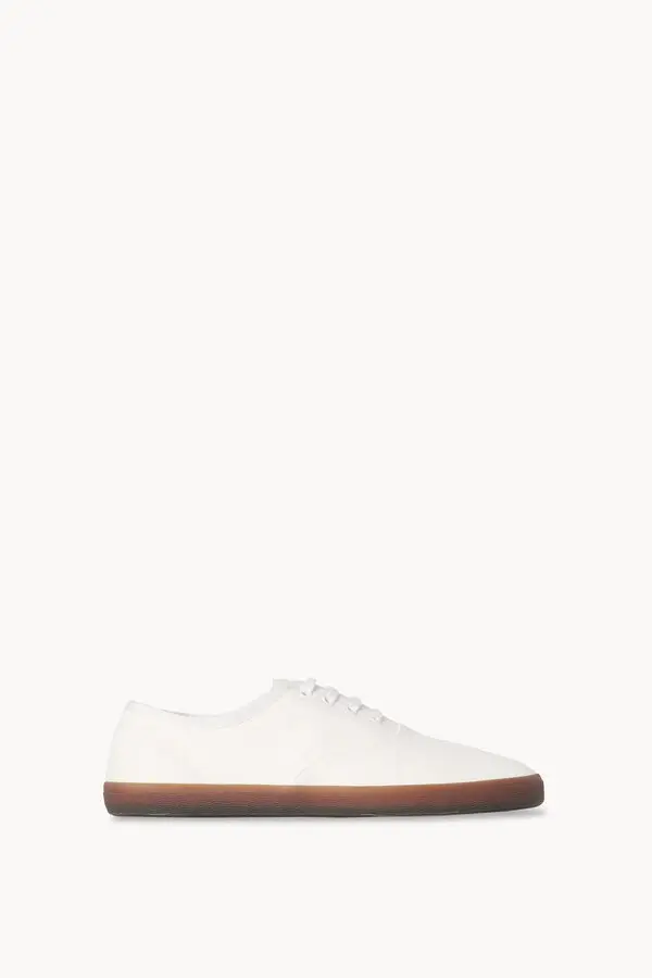 THE ROW Fynn Cotton Sneakers - Ivory / Smoked Brown