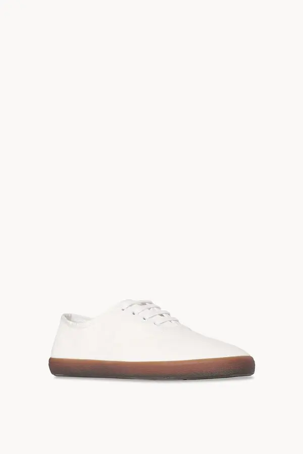 THE ROW Fynn Cotton Sneakers - Ivory / Smoked Brown