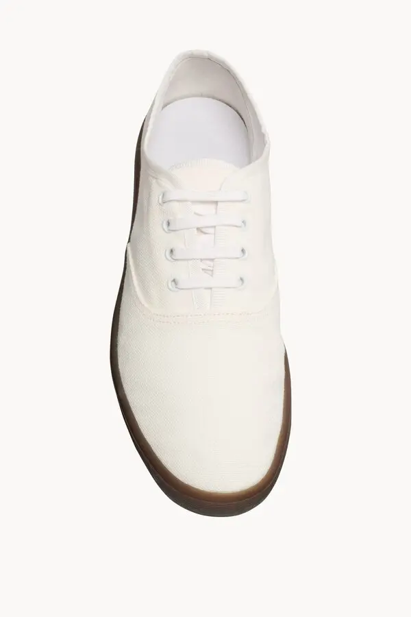 THE ROW Fynn Cotton Sneakers - Ivory / Smoked Brown
