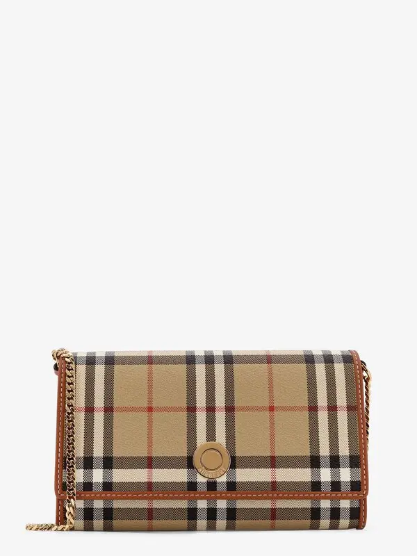 Burberry Coated Canvas Shoulder Bag With Check Pattern