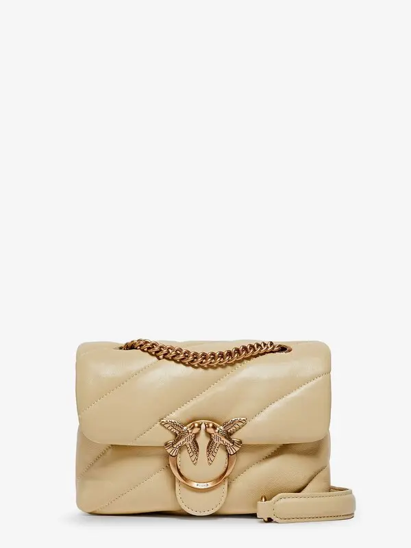 Pinko Love Puff Mini Quilted Leather Bag - Yellow