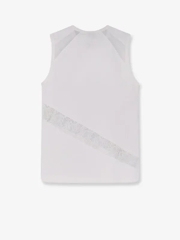 Pinko Molly Cotton Tank Top With Lace Inserts