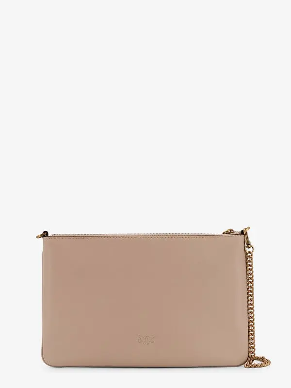 Pinko Flat Love Leather Shoulder Bag