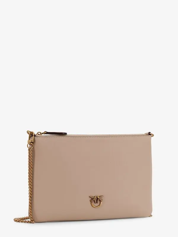 Pinko Flat Love Leather Shoulder Bag