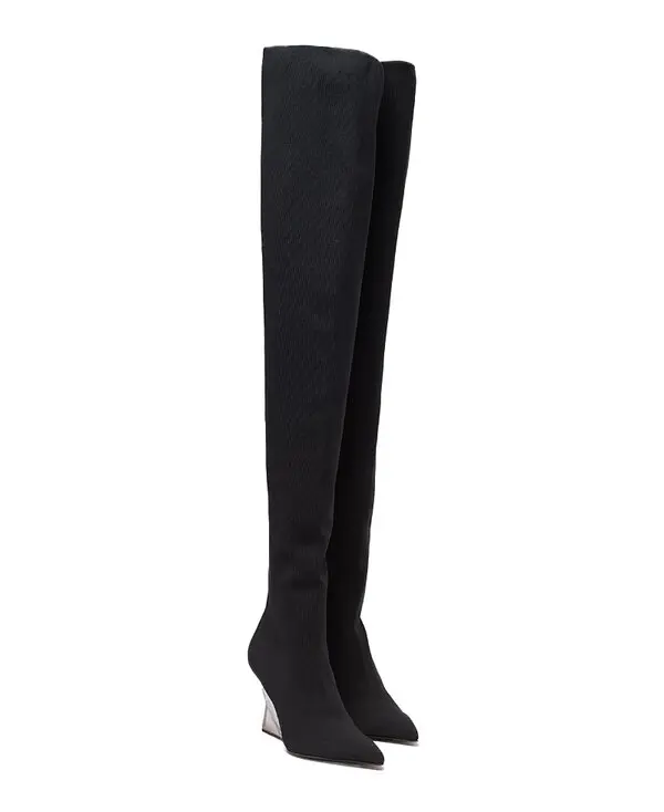 Balmain Wedge Knit Thigh-high Boots