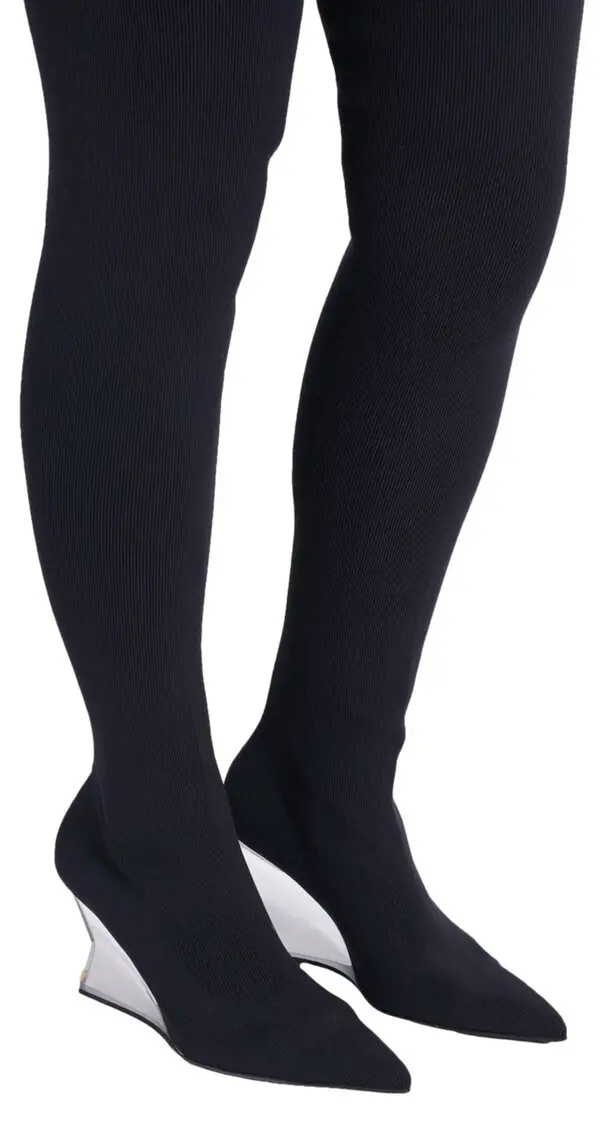 Balmain Wedge Knit Thigh-high Boots
