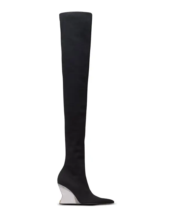 Balmain Wedge Knit Thigh-high Boots