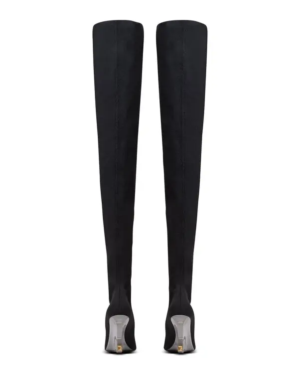 Balmain Wedge Knit Thigh-high Boots