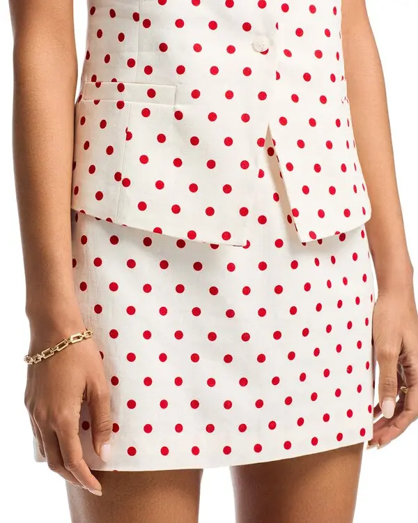 WAYF Joan Button Front Top - Ivory/red