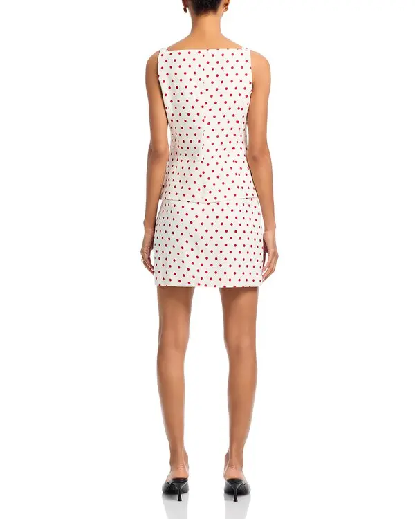 WAYF Joan Button Front Top - Ivory/red