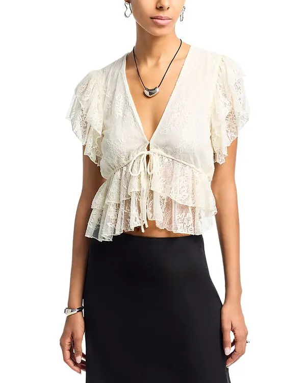 WAYF Cecily Lace Top - Cream