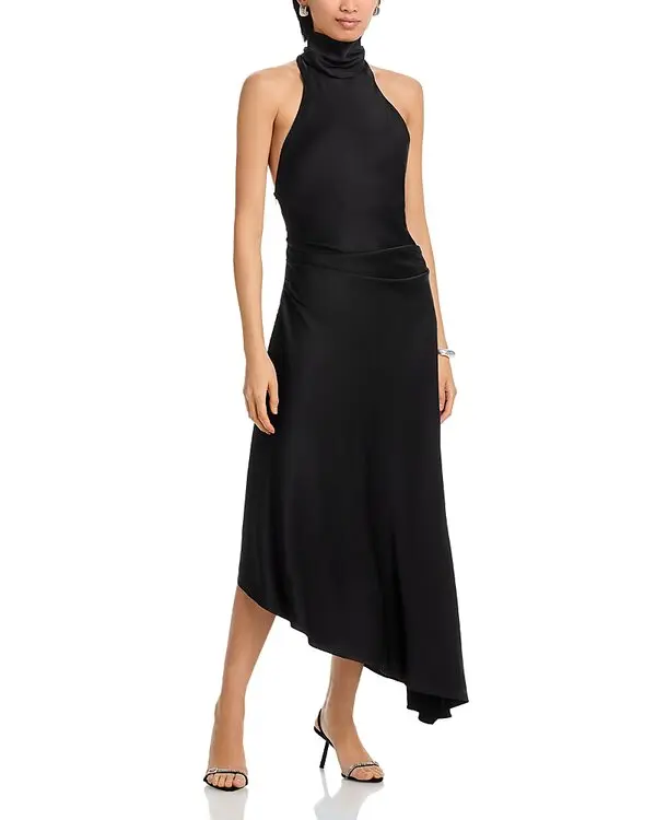 Simkhai Monica Satin Midi Dress - Black