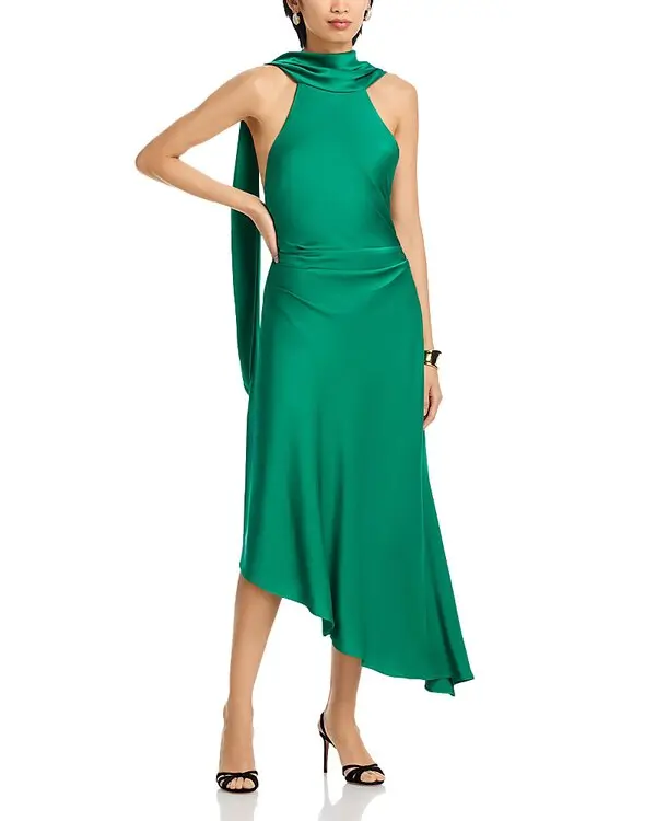 Simkhai Monica Satin Midi Dress - Kelly Green