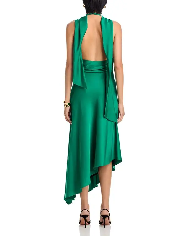 Simkhai Monica Satin Midi Dress - Kelly Green