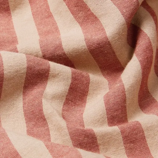 PIGLET IN BED Pembroke Stripe Linen Flat Sheet, Twin - Sandstone Red