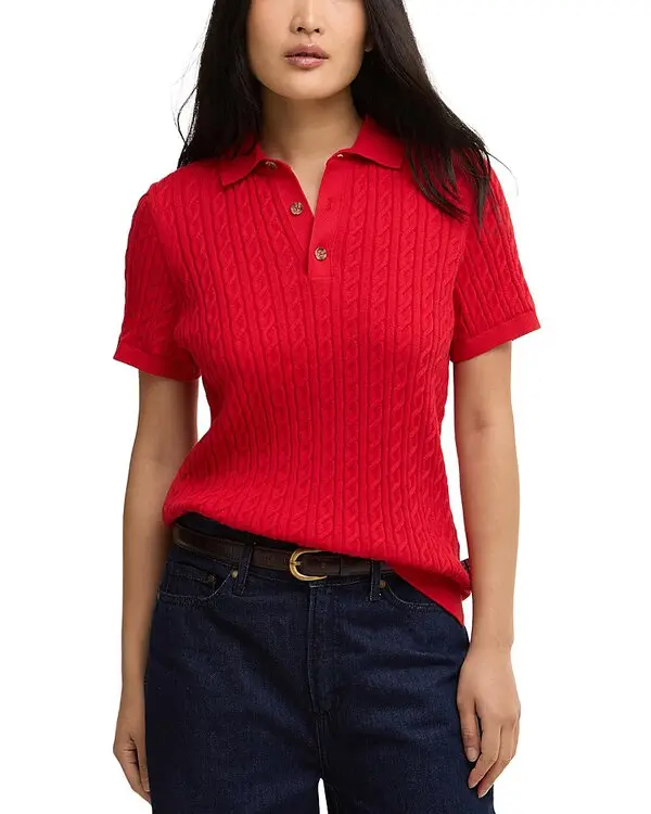 Barbour Hartland Cable Knit Polo Tee
