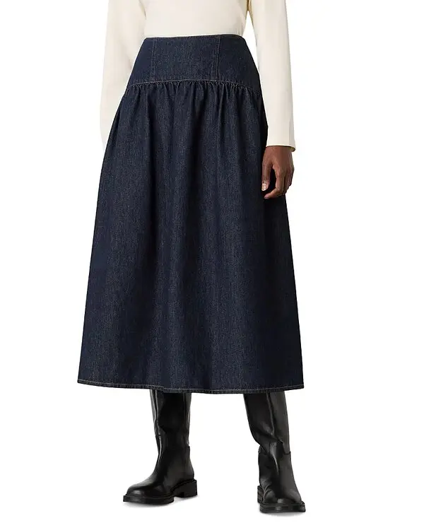 Whistles Waisted Midi Skirt - Denim