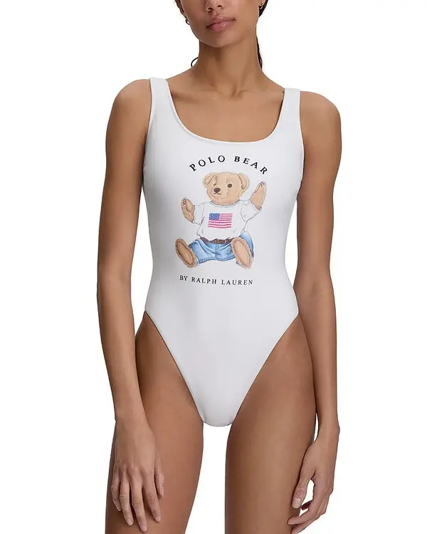 Polo Ralph Lauren Scoop Tank One Piece Swimsuit - White