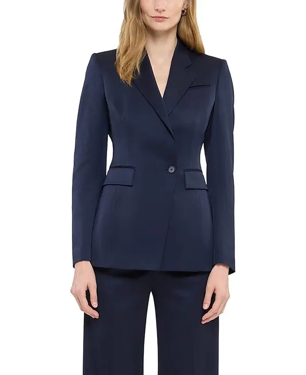 Another Tomorrow Seamed Waist Jacket - Navy