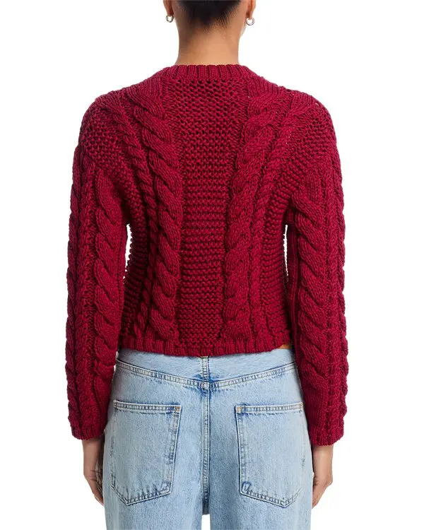 Aqua Chunky Tape Yarn Cable Knit Cardigan