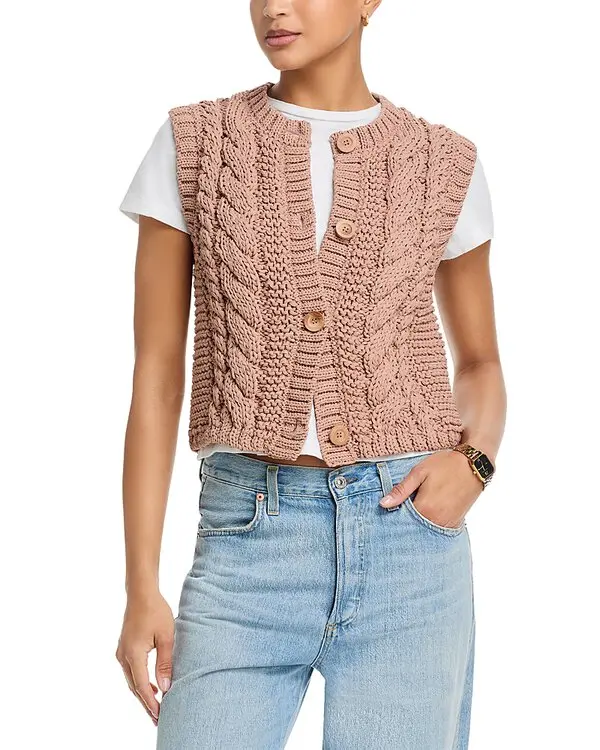 Aqua Sleeveless Cable Knit Sweater