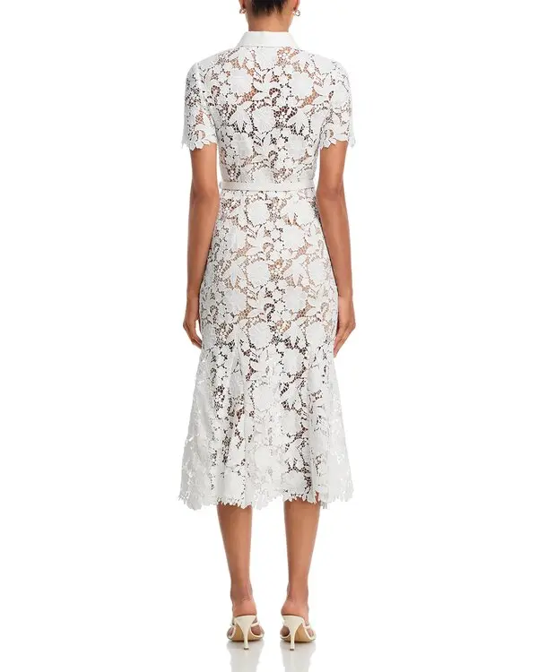 SELF-PORTRAIT Lace Collared Midi Dress - White