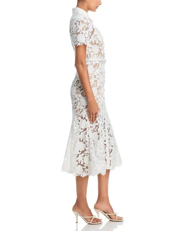 SELF-PORTRAIT Lace Collared Midi Dress - White