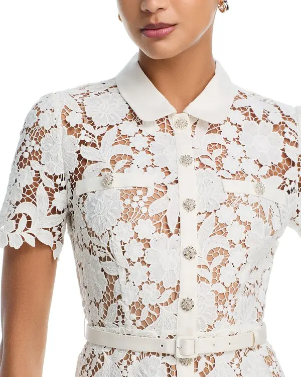 SELF-PORTRAIT Lace Collared Midi Dress