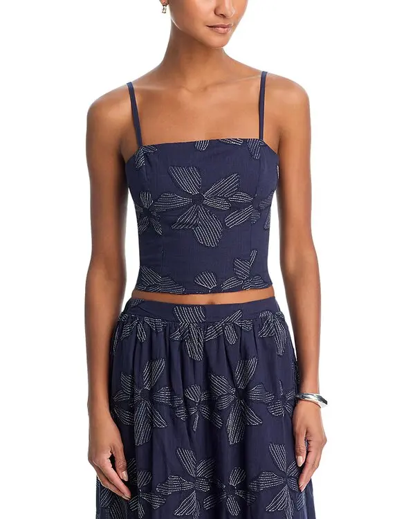 Aqua Embroidered Crop Top