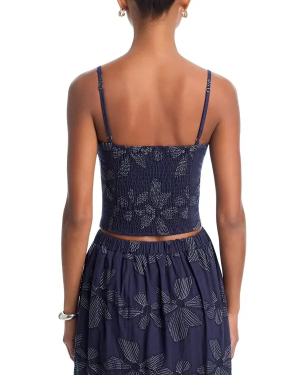 Aqua Embroidered Crop Top