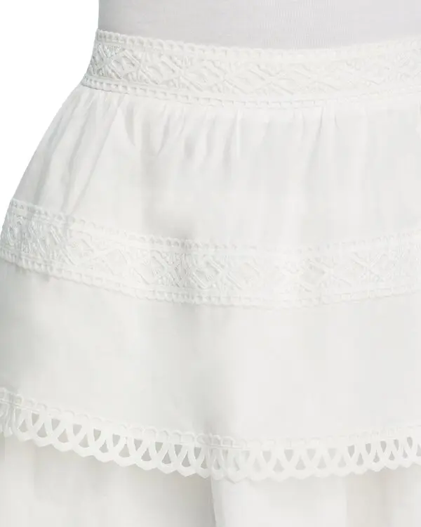 Aqua Embroidered Tier Mini Skirt