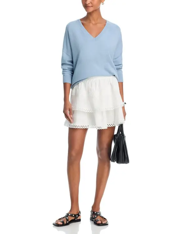 Aqua Embroidered Tier Mini Skirt