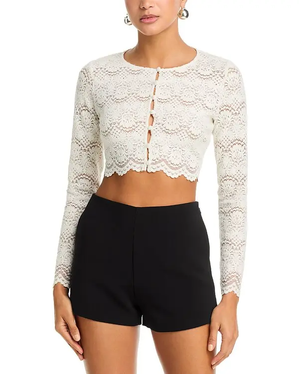 Aqua Lace Crop Cardigan - White