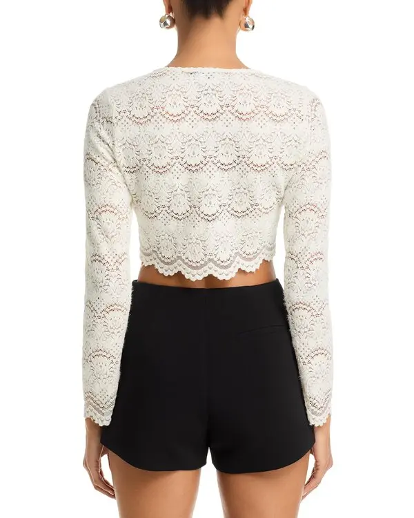 Aqua Lace Crop Cardigan - White