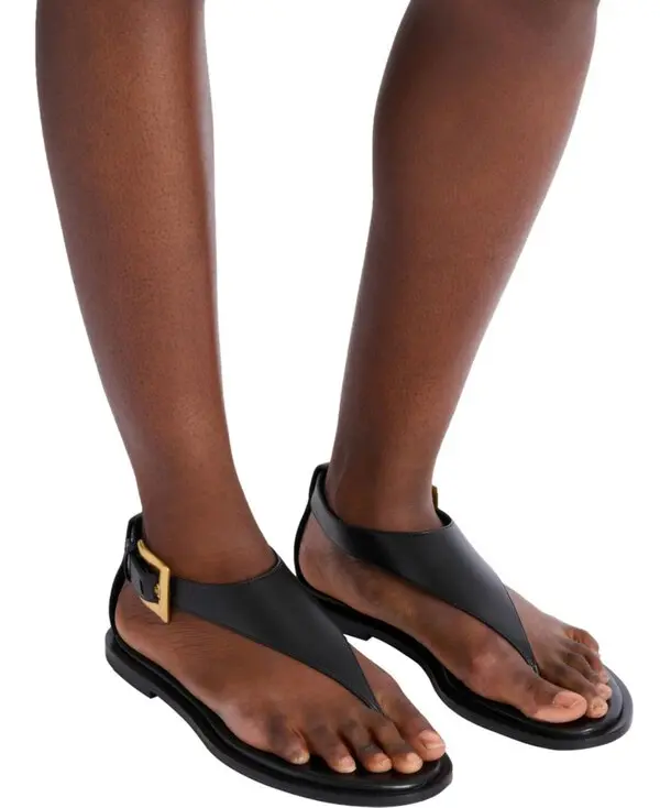 Balmain Anthem Flat Toe Post Sandals - Black